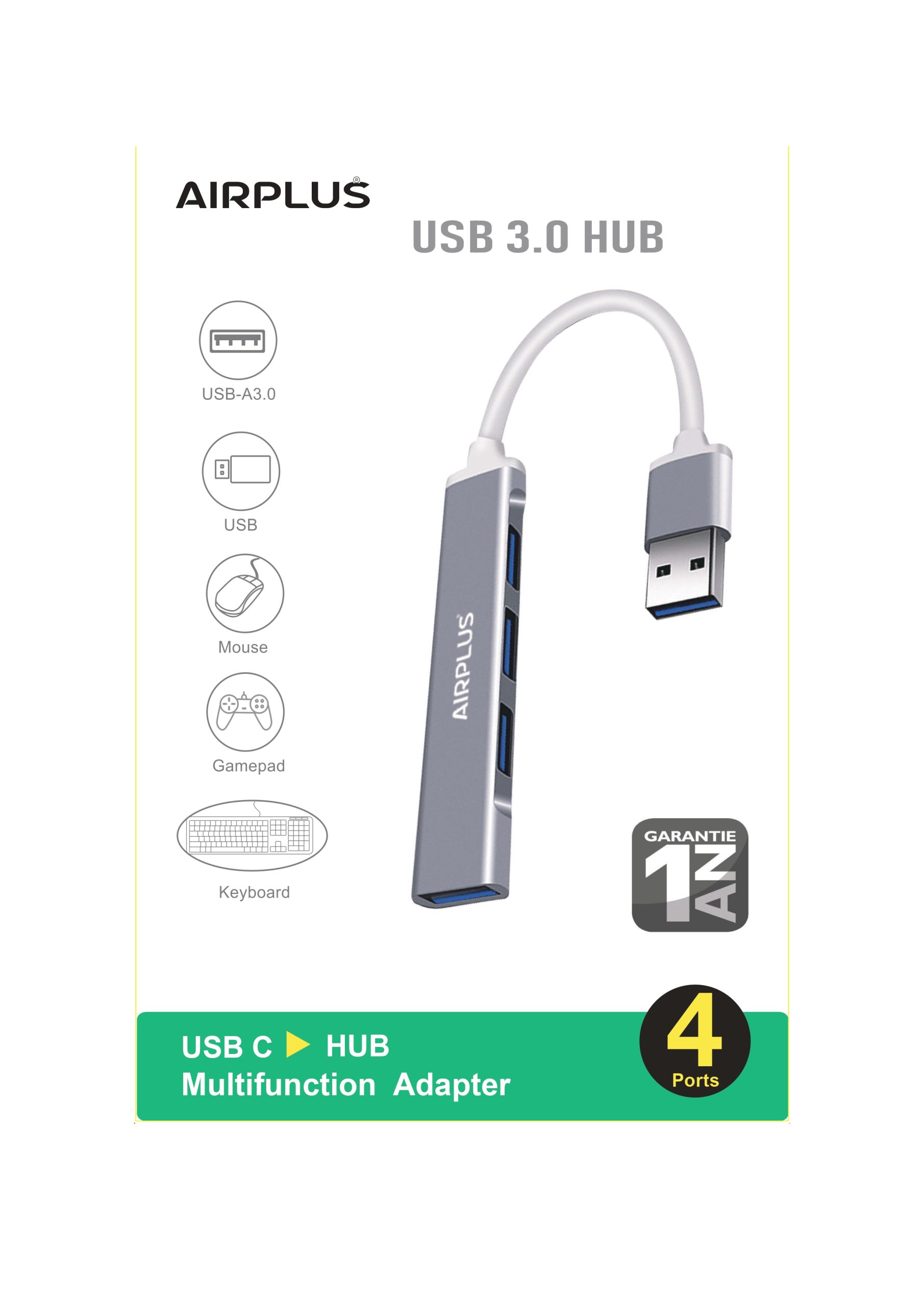 Adaptateur USB® multiport 4-en-1 | Airplus